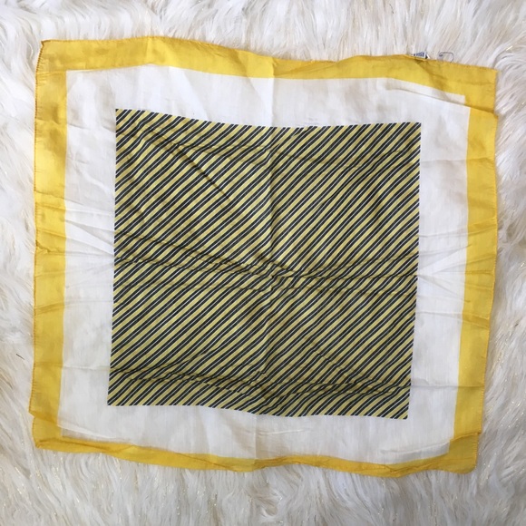 Accessories | Yellow And Striped Vintage Square Scarf | Poshmark